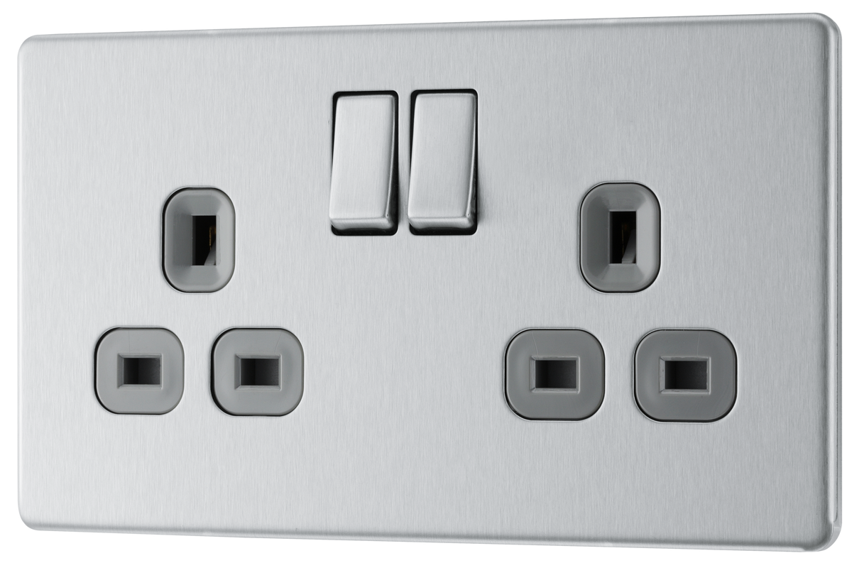 BG Electrical FBS22G Nexus Screwless Flat-Plate Double Switched Plug ...