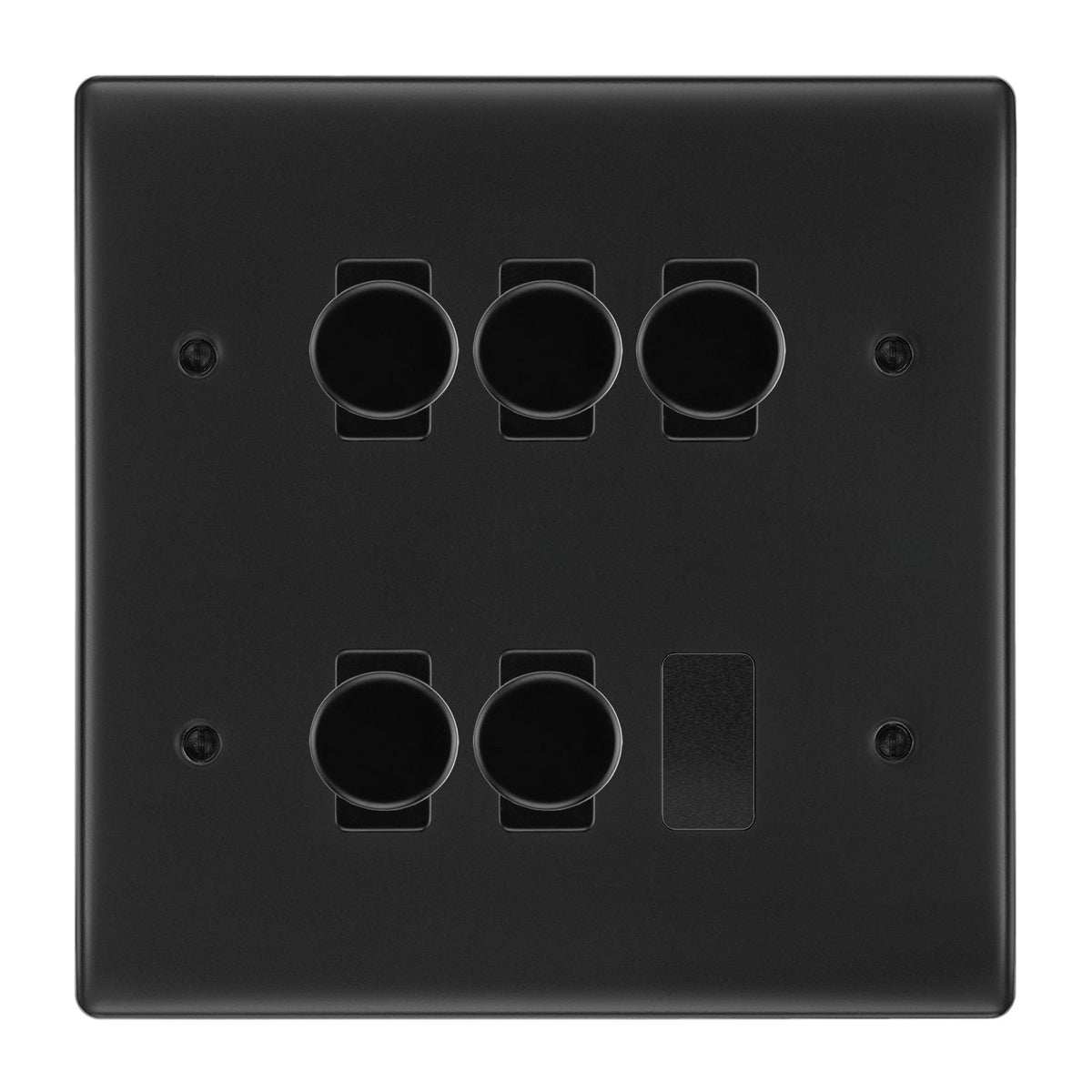 BG Matt Black 5 Gang 2 Way Trailing Edge Dimmer LED Compatible Custom ...