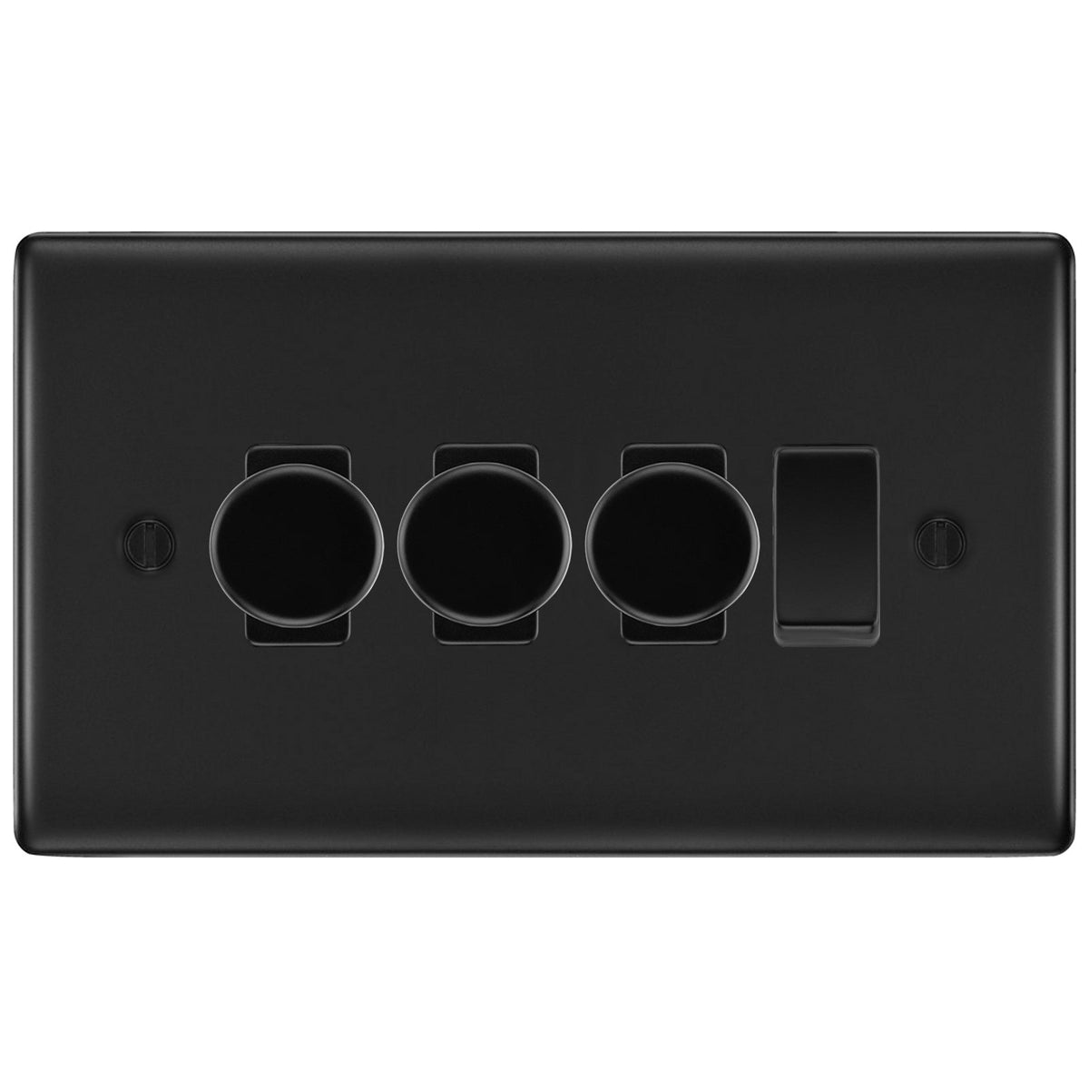 BG Matt Black 4 Gang Switch 3x Trailing Edge LED Dimmer 1x 2 Way Custom ...