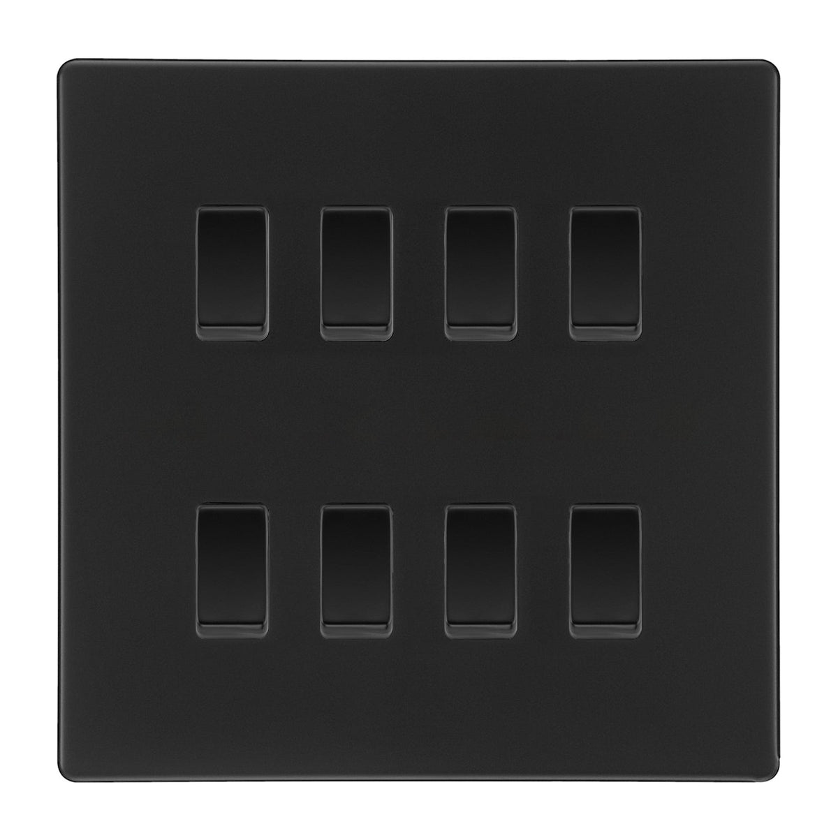 BG Matt Black Screwless 8 Gang 2 Way Custom Grid Light Switch with Back ...