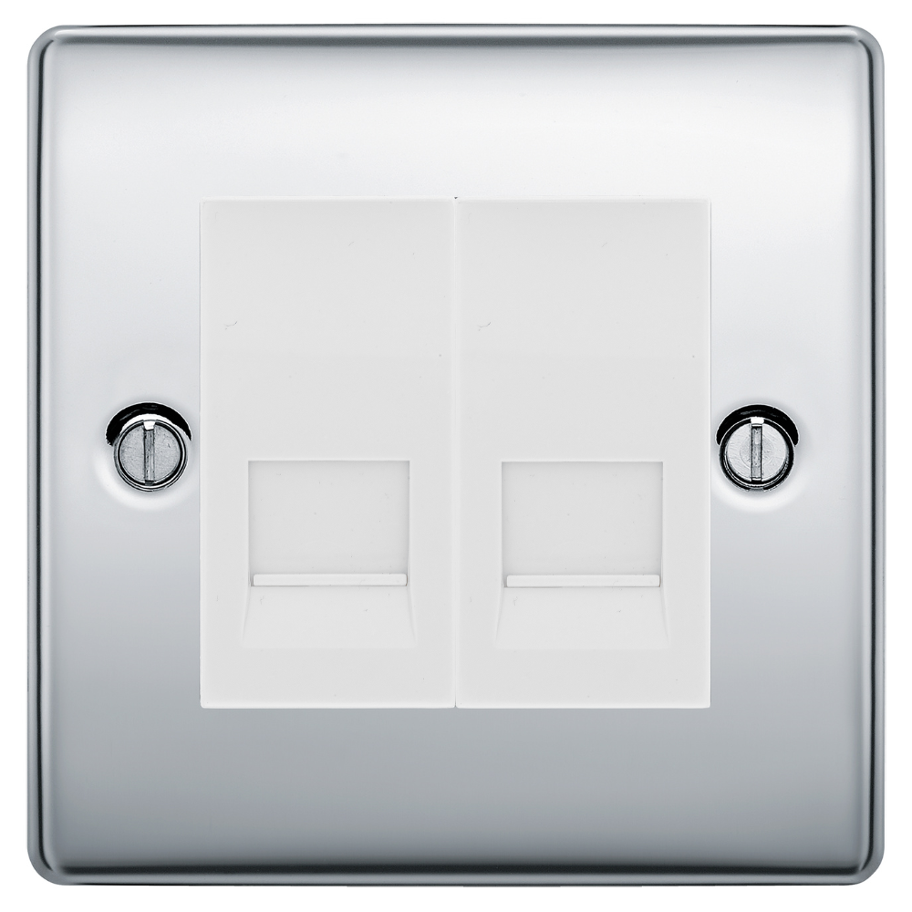BG Nexus Polished Chrome Double Master Telephone Socket – White Insert ...