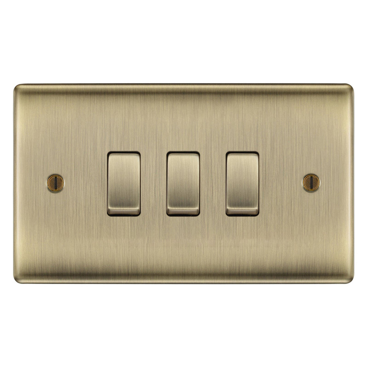 BG Antique Brass 3 Gang Light Switch in Double Format Custom Grid – The ...