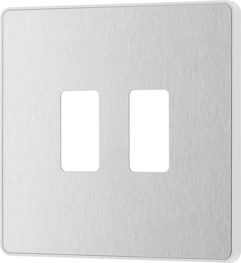 BG RPCDBS2W Evolve Grid Brushed Steel 2 Module Square Front Plate ...