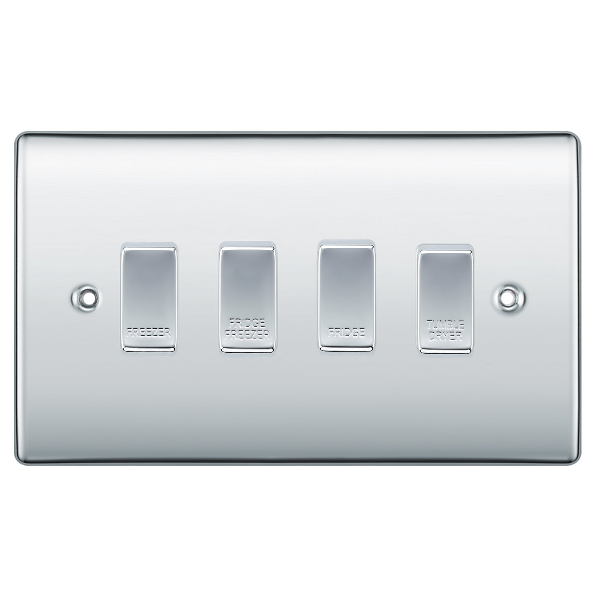 BG Polished Chrome 4 Gang Engraved Custom Labelled Appliance Grid ...