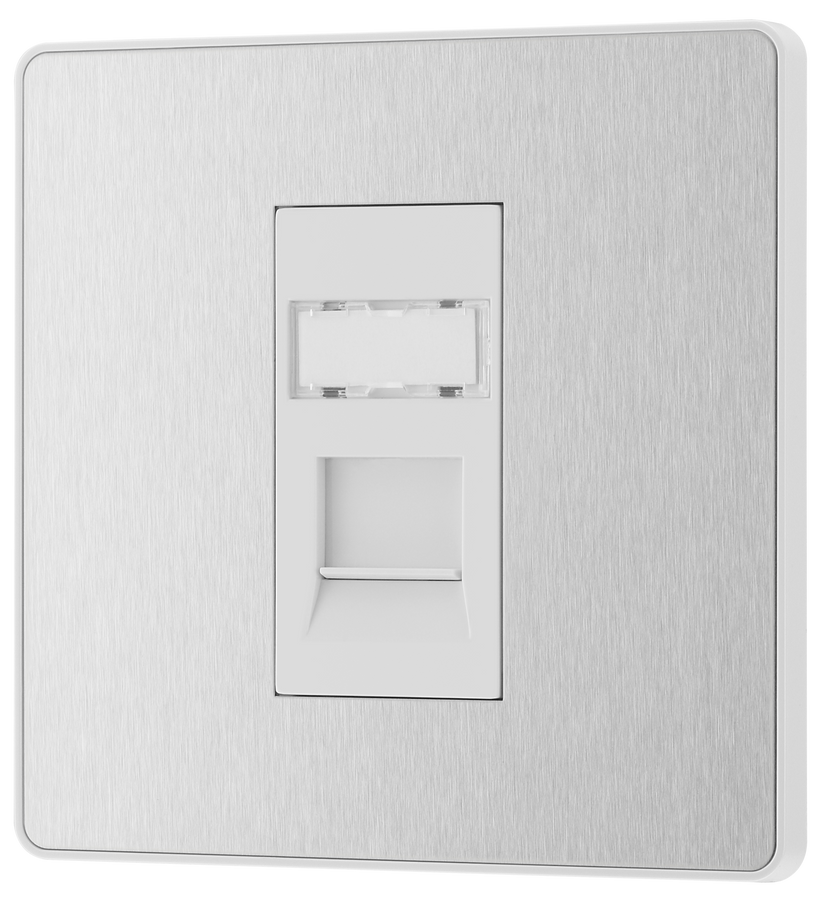 BG PCDBSRJ451W Brushed Steel Evolve RJ45 Cat6 Data Outlet - White ...