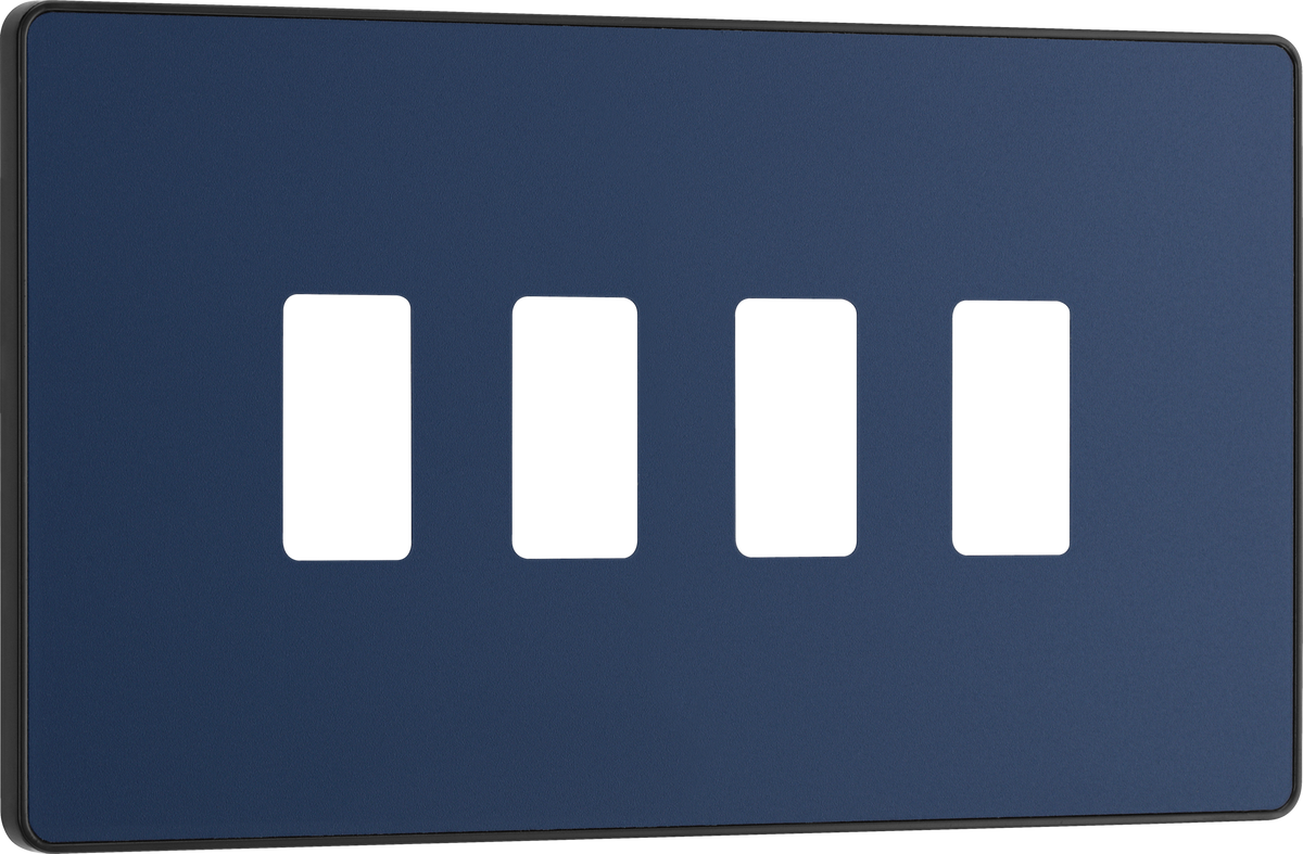 BG RPCDDB4B Evolve Grid Matt Blue 4 Module Rectangular Front Plate ...