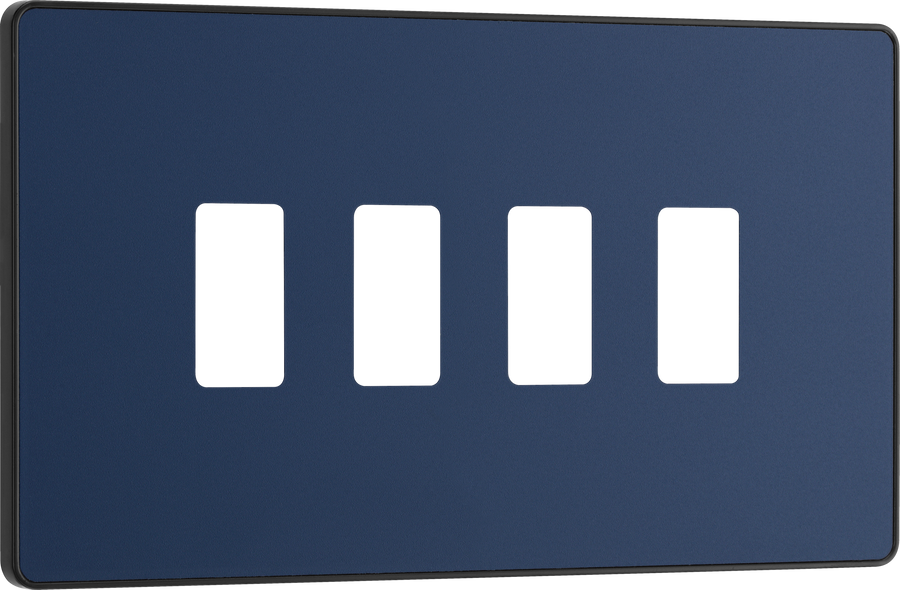 BG RPCDDB4B Evolve Grid Matt Blue 4 Module Rectangular Front Plate ...