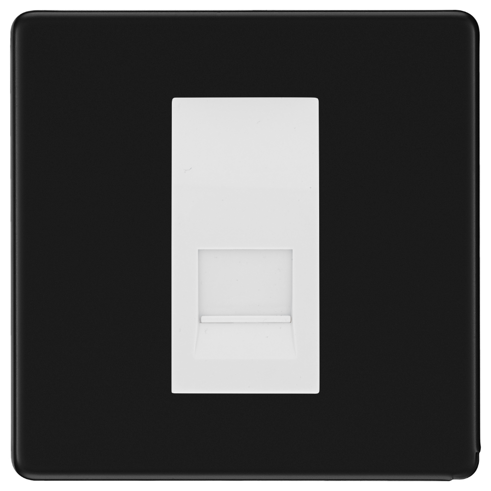 BG Screwless Matt Black Single Secondary Telephone Socket, Screw ...
