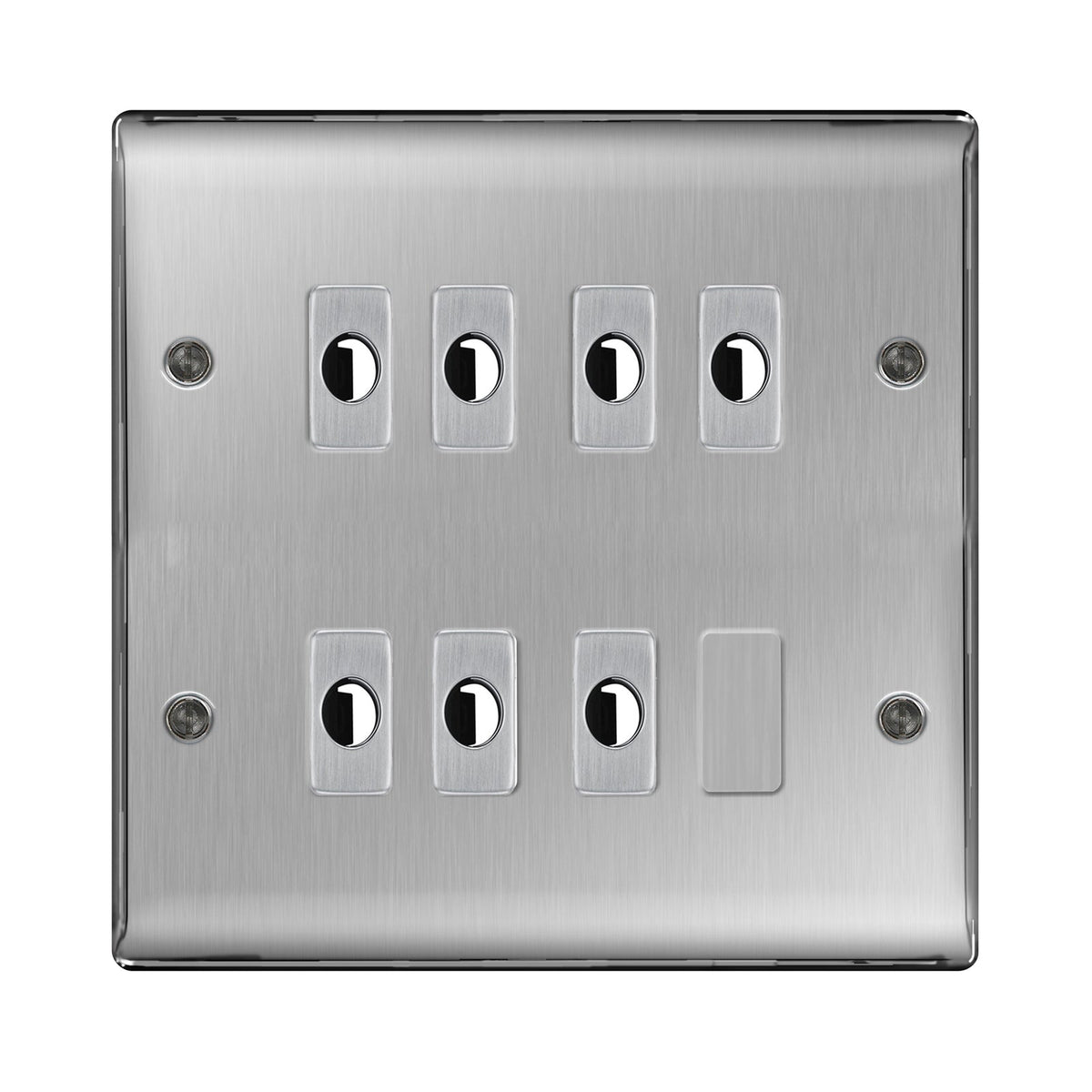 BG Nexus Metal Brushed Steel 7 Gang Flex Outlet Socket – The Electrical ...