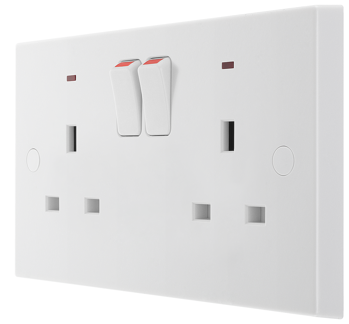 BG 926 Moulded Square Edge | White | 2 Gang 13A 1 Pole Neon Switched ...