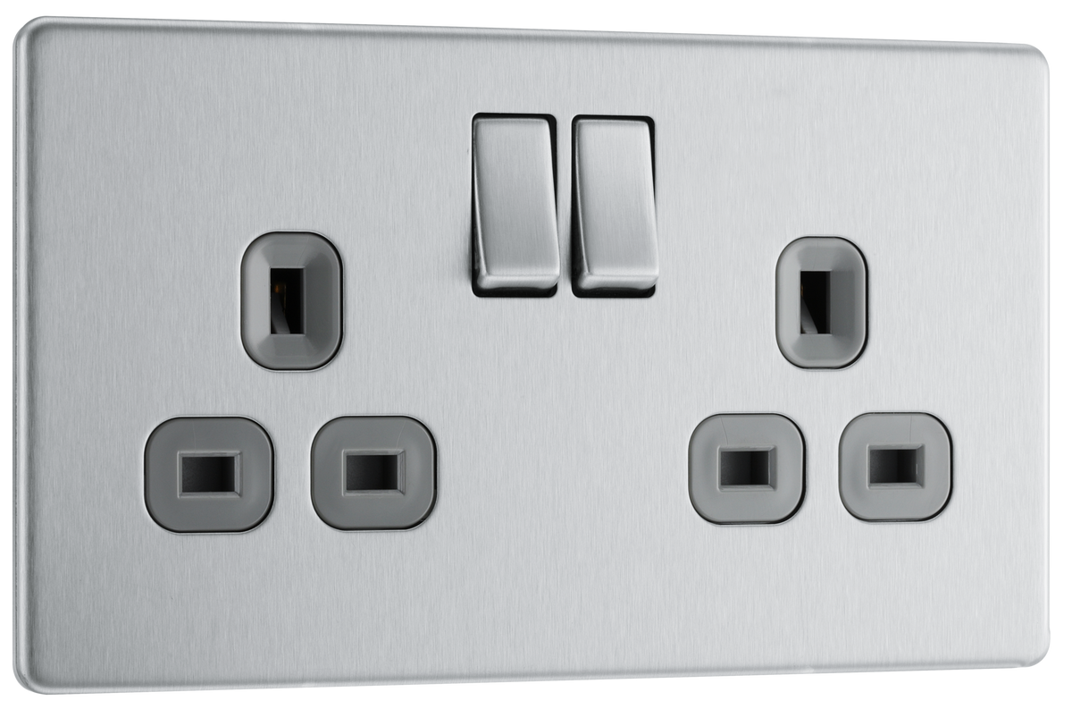 BG Electrical FBS22G Nexus Screwless Flat-Plate Double Switched Plug ...