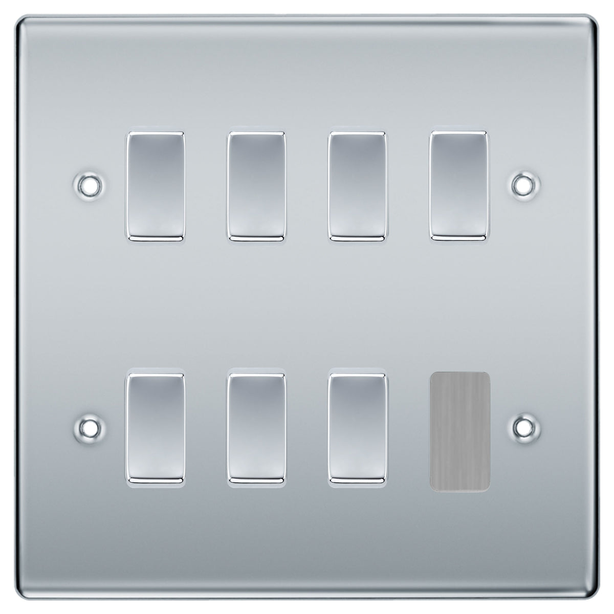BG Polished Chrome 7 Gang 2 Way Custom Grid Light Switch with Back Box ...