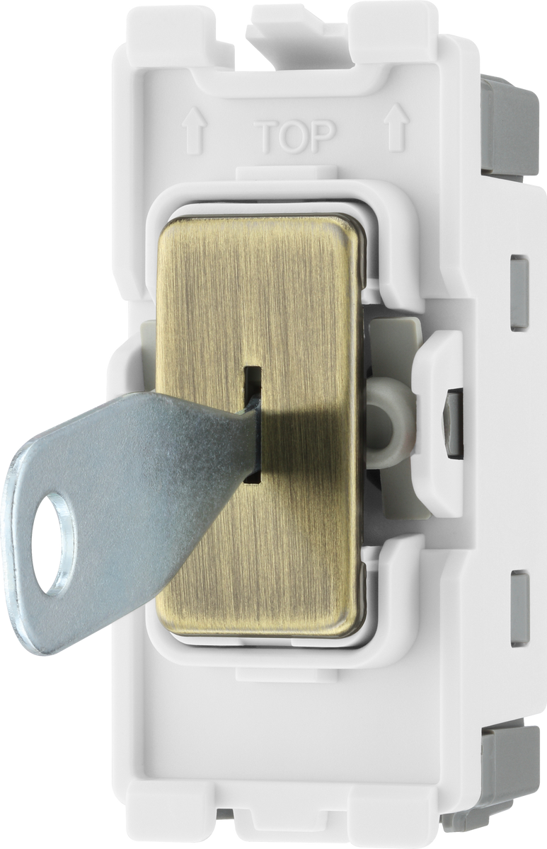 BG RAB30KY Nexus Grid Antique Brass 20A 2 Pole Key Switch Module – The ...