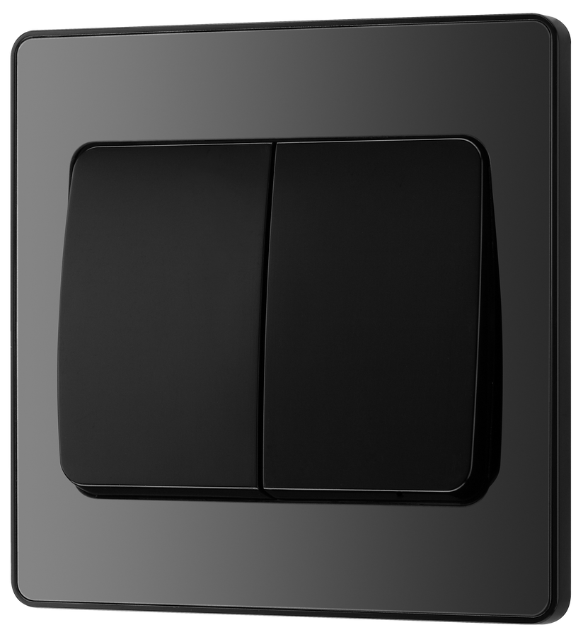 BG PCDBC42WB Black Chrome Evolve 2 Gang 20A 16AX 2 Way Wide Rocker ...