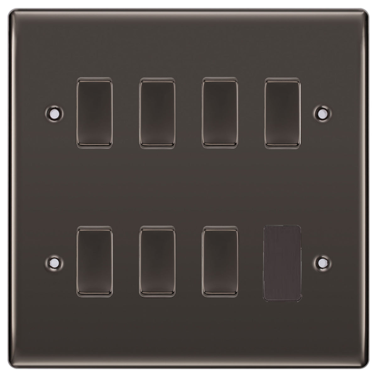 BG Black Nickel 7 Gang 2 Way Custom Grid Light Switch with Back Box ...